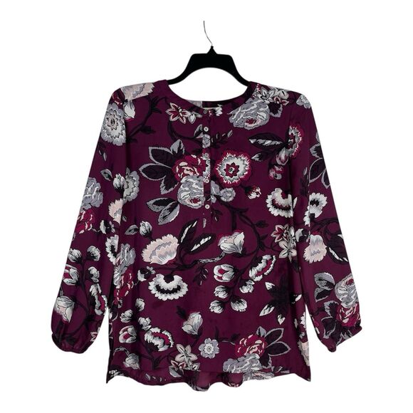 LOFT | Tops | Loft Outlet Women Large Purple Floral Print Long Sleeve ...